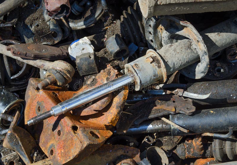 Old rusty car parts stock image. Image of brake, metal - 141739951