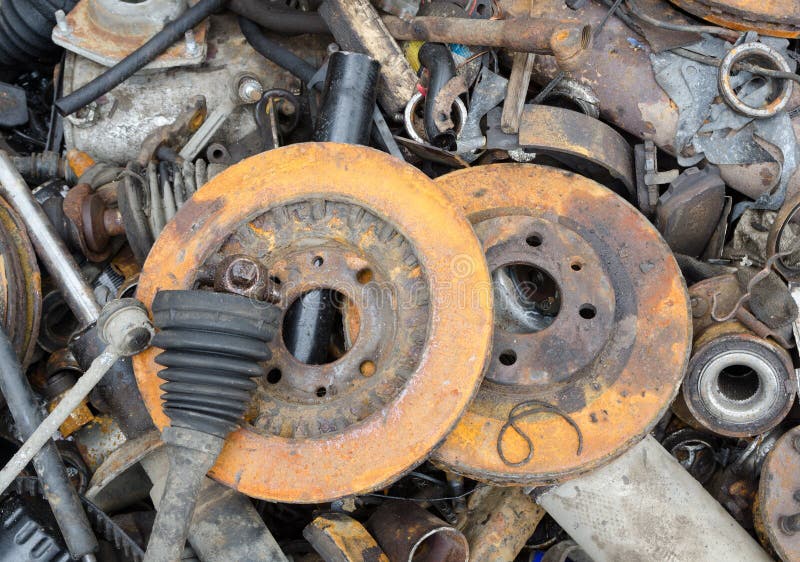 Useless, Worn Out Rusty Brake Discs Stock Image - Image of spring ...