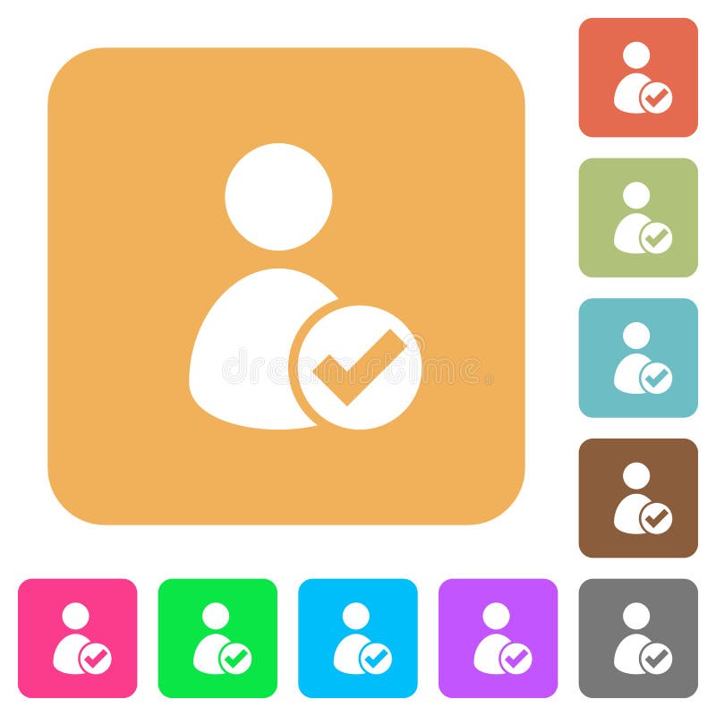 User Account Accepted Rounded Square Flat Icons Stock Vector ...
