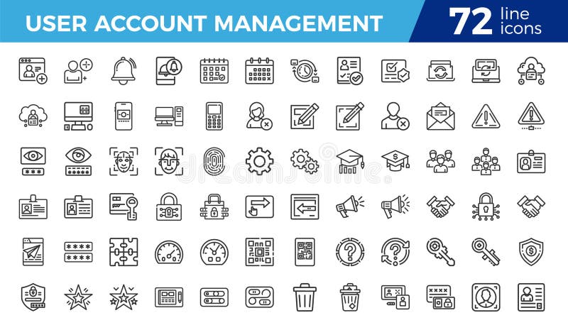 User Account Management Themed Line Icon Collection Stock Vector ...