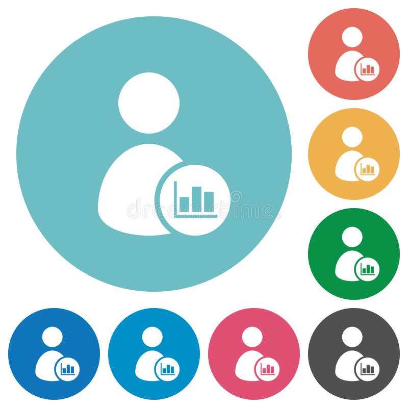 User Account Statistics Flat Round Icons Stock Vector - Illustration of ...