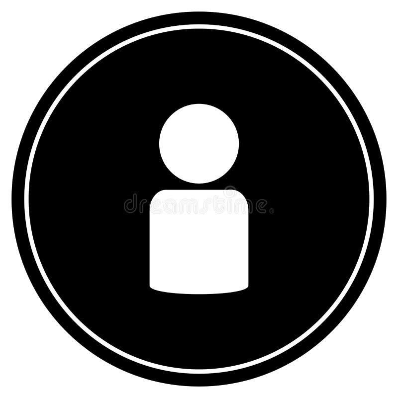 User Account Symbol on Black Button with White Frame Stock Illustration ...