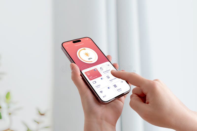 User Adjusting Room Lighting through Smartphone Interface with Modern Smart Home Technology ...