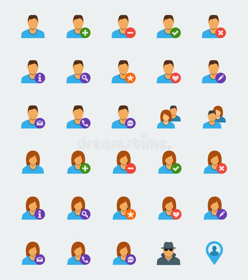 User Avatar Icons in Flat Style Stock Vector - Illustration of flat ...