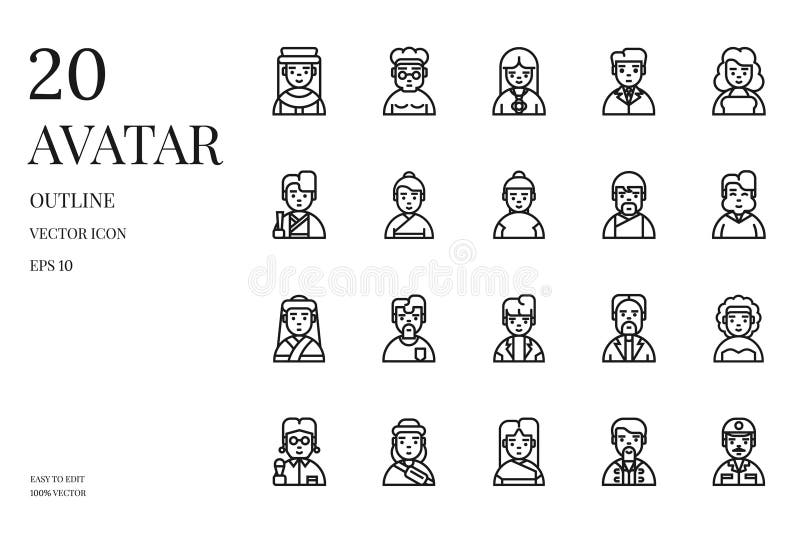 User Avatar Icons. Avatar Character Icon Set Stock Vector ...