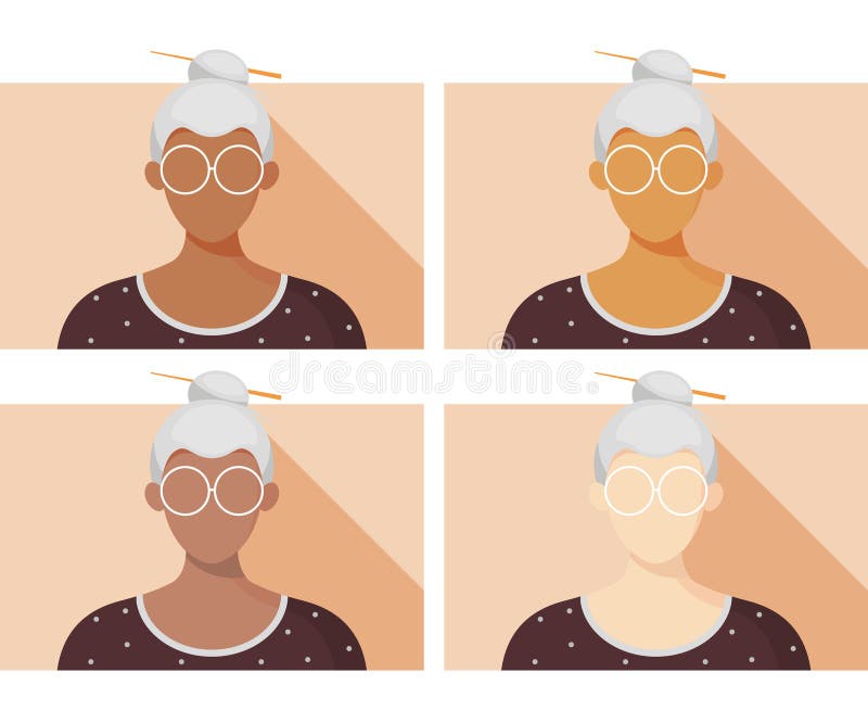 User Avatar - Old Lady with Head Bun - Stock Illustration Stock Vector ...