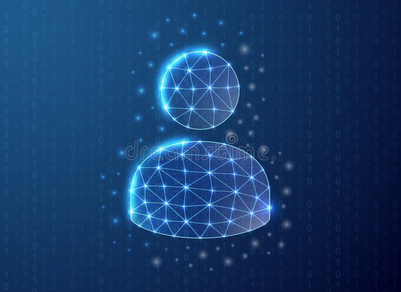 User Avatar Polygonal Symbol with Binary Code Background. Teamwork ...