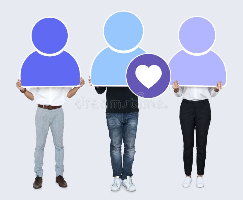 User Avatars with a Heart Icon Stock Image - Image of isolated, gray ...