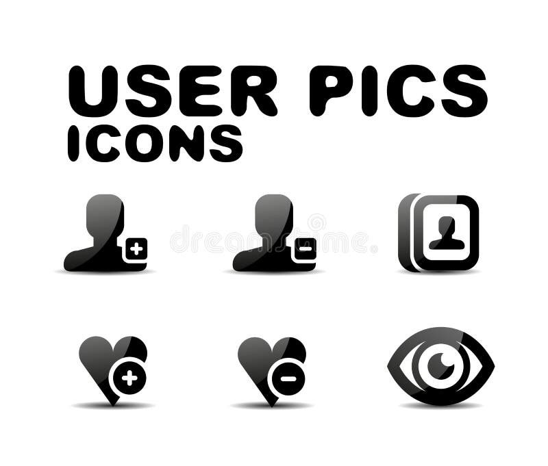 User Black Glossy Icon Set. Vector Illustration Stock Vector ...
