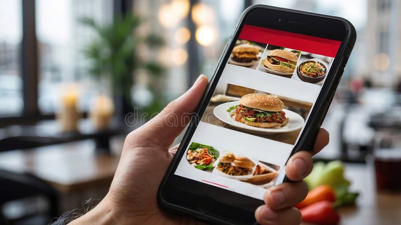 User Browsing Food Delivery App with Delicious Menu Options in a Cozy ...