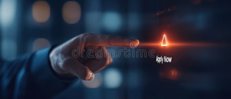 User Clicking Apply Now with Cursor on Screen Stock Image - Image of ...