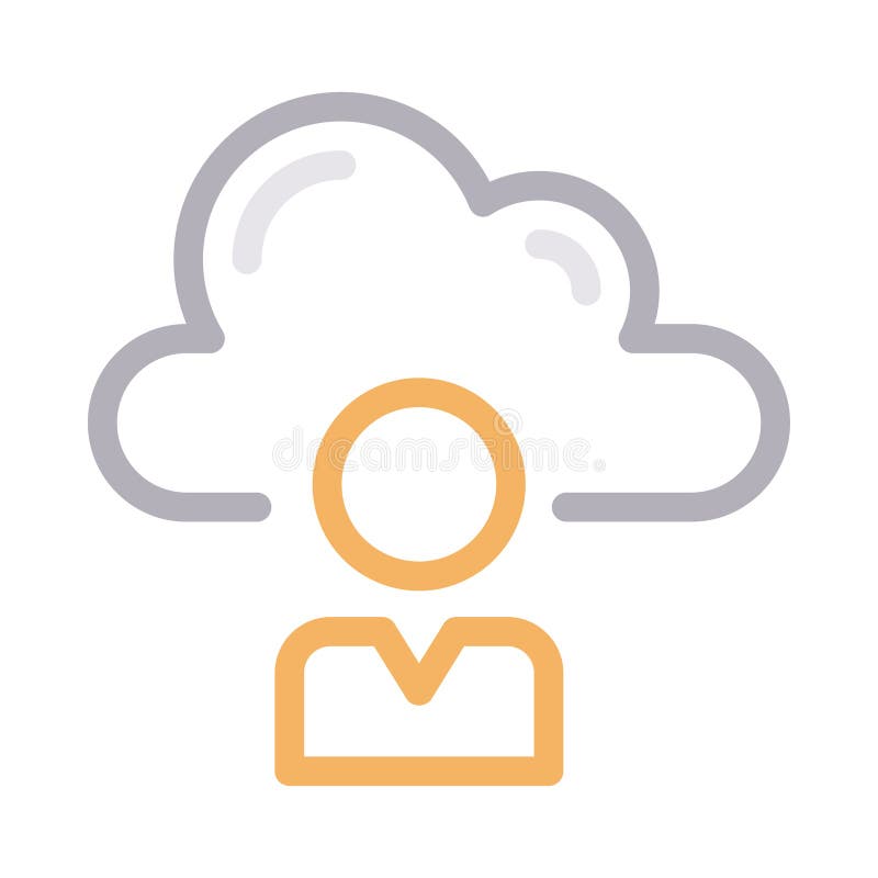 User Cloud Vector Color Line Icon Stock Illustration - Illustration of ...