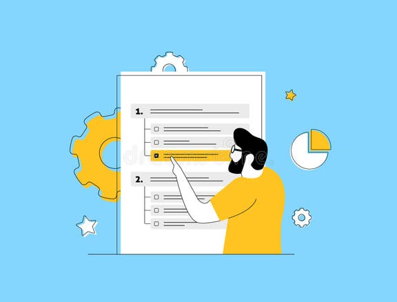 User Completing Online Survey Form with Checklist, Digital Feedback ...
