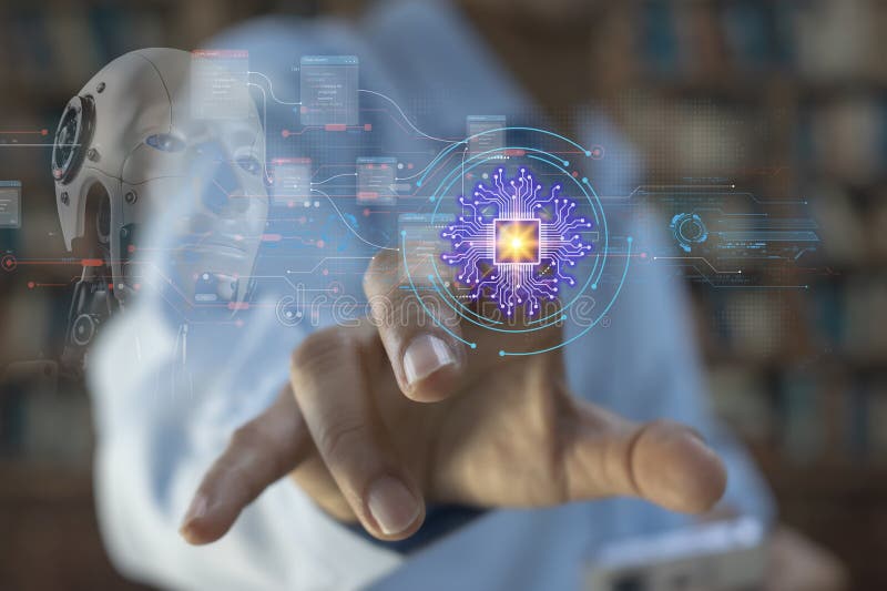 User Concept Using Intelligent Robot Ai System. Chat with Artificial Intelligence Stock Image ...