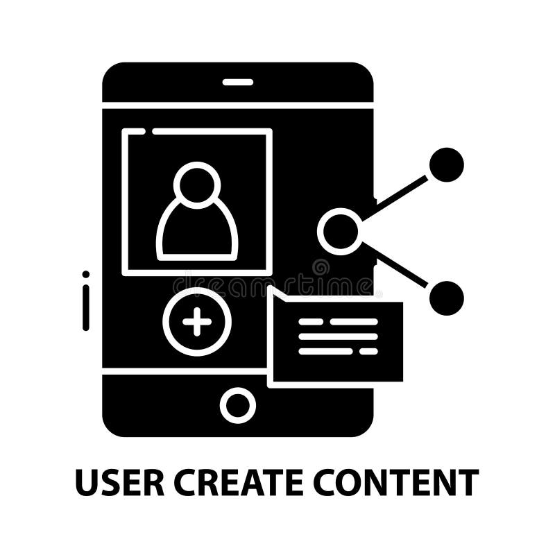 User Create Content Icon, Black Vector Sign with Editable Strokes ...