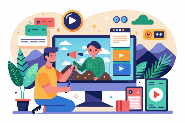 A User Creates a Unique Tutorial on a Computer, Featuring Interactive ...