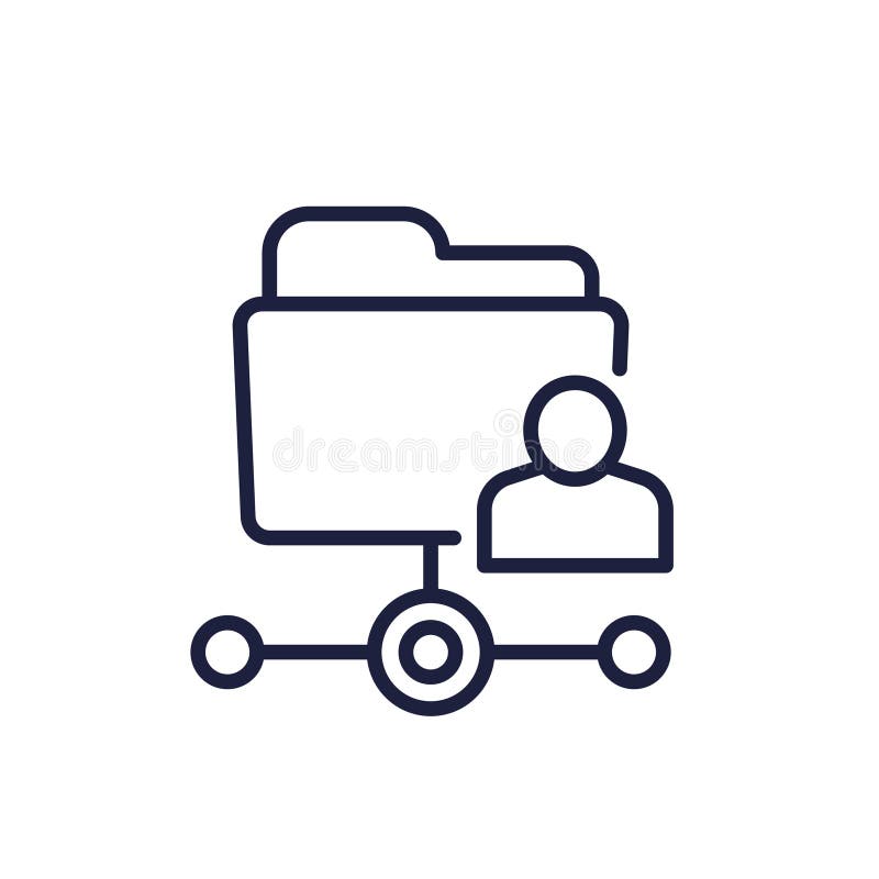 User Directory Line Icon with a Folder Stock Illustration ...