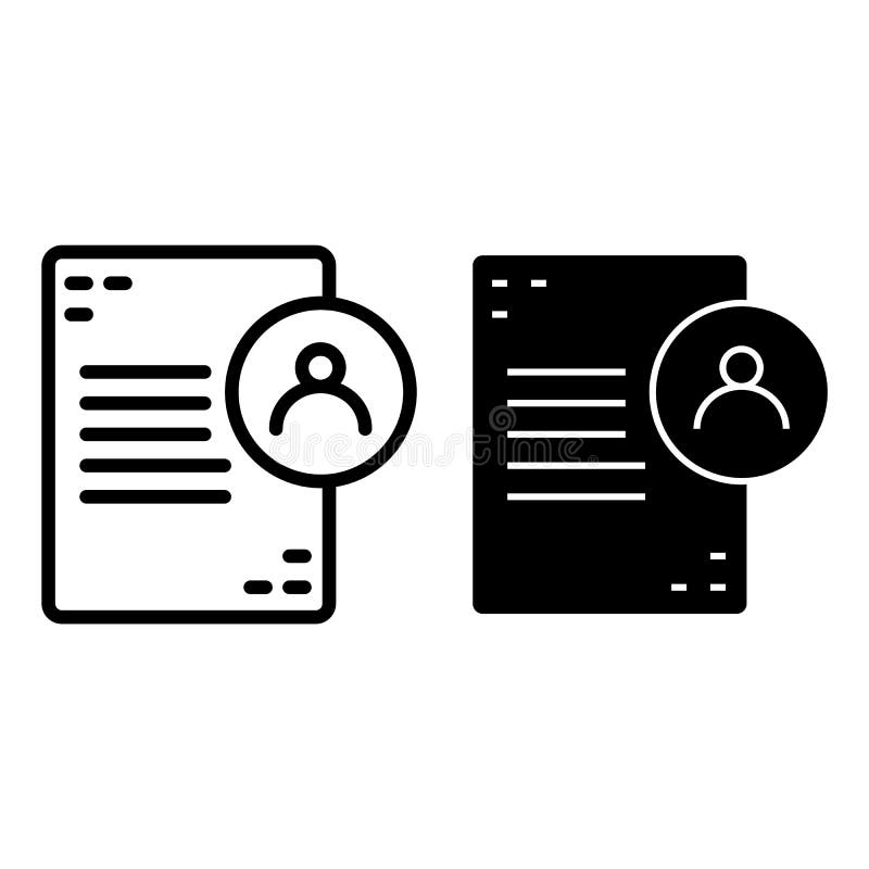 User Document Line and Glyph Icon. User Form Vector Illustration ...