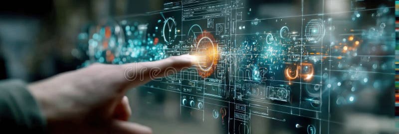 User Engaged in Augmented Reality Interaction with a Floating Digital ...