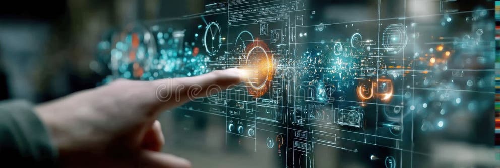 User Engaged in Augmented Reality Interaction with a Floating Digital ...