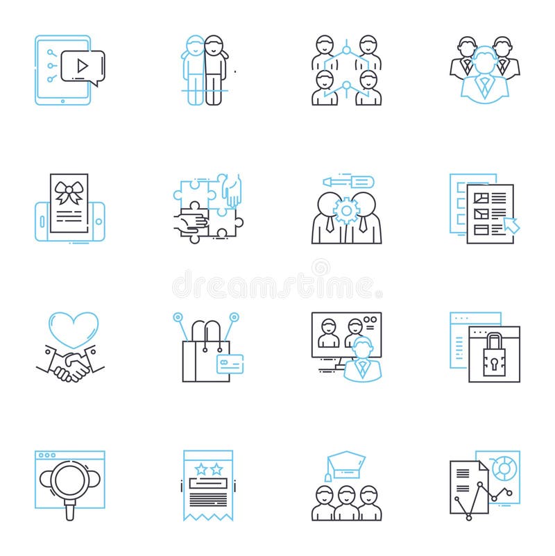 User Engagement Linear Icons Set. Interaction, Participation ...