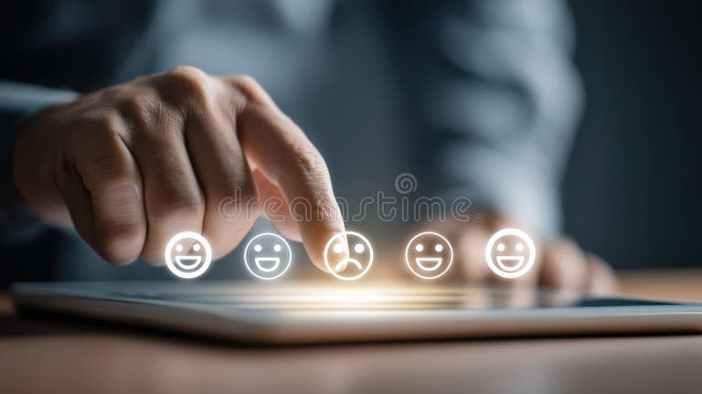 User Engages with Digital Feedback Interface To Express Satisfaction ...