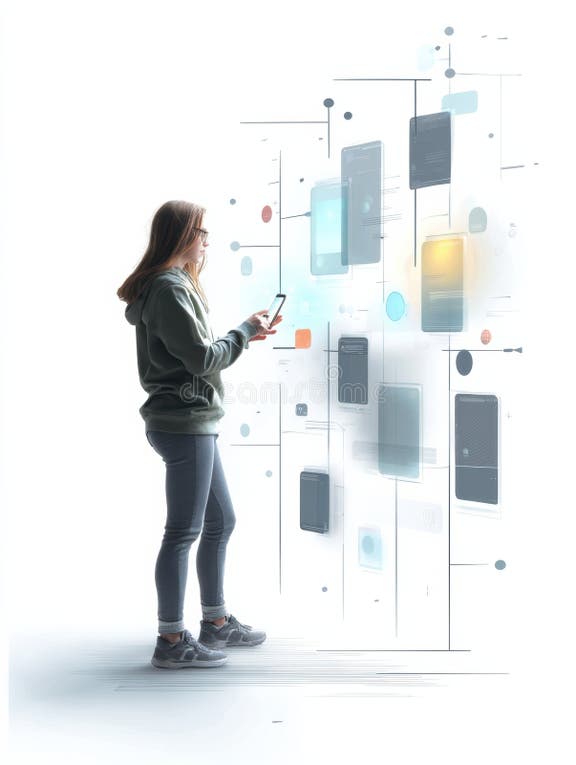 User Engages with an Interactive Augmented Reality Interface Amidst a ...