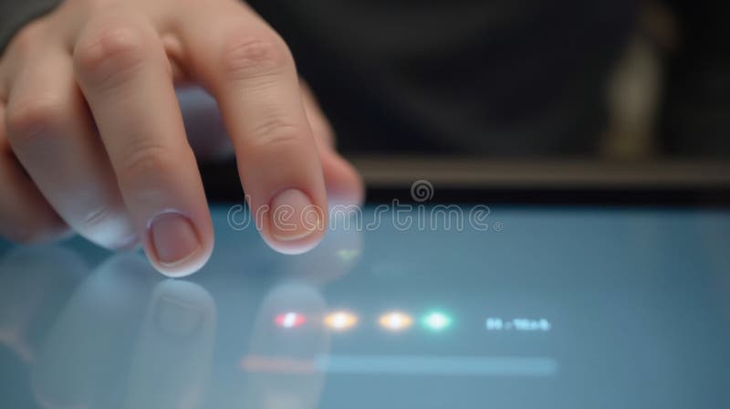 User Engaging with Digital Rating Scale on Tablet Modern Office Close ...