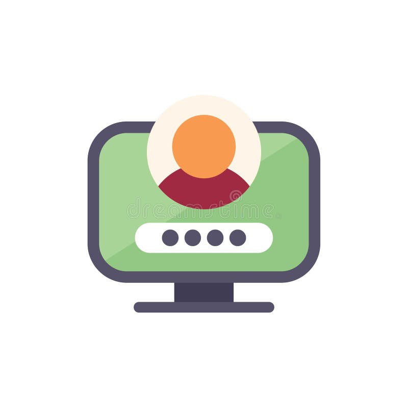 User Entering Password On Computer For Login Stock Vector