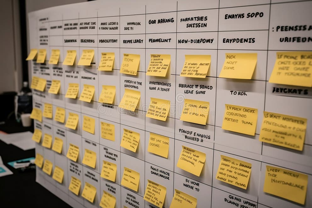 UX Design Workshop Board with Sticky Notes Stock Illustration ...
