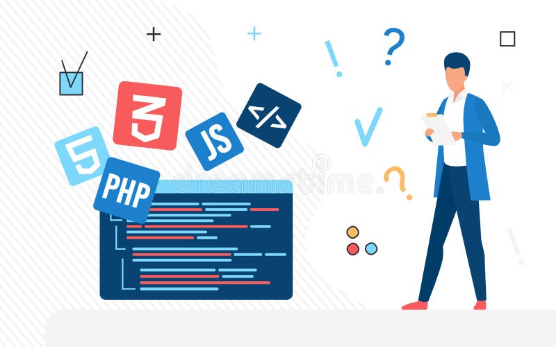 Programming Languages, Outsource System and Software Development, Data Center Set Stock Vector ...