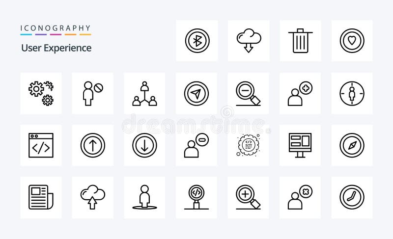 25 User Experience Line Icon Pack Stock Vector - Illustration of user ...