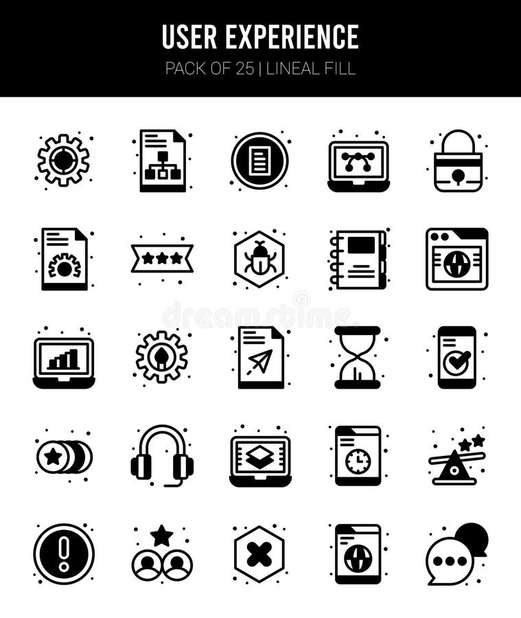 25 User Experience Lineal Fill Icons Pack Vector Illustration Stock ...