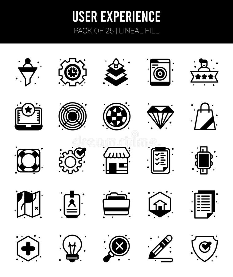 25 User Experience Lineal Fill Icons Pack Vector Illustration Stock ...