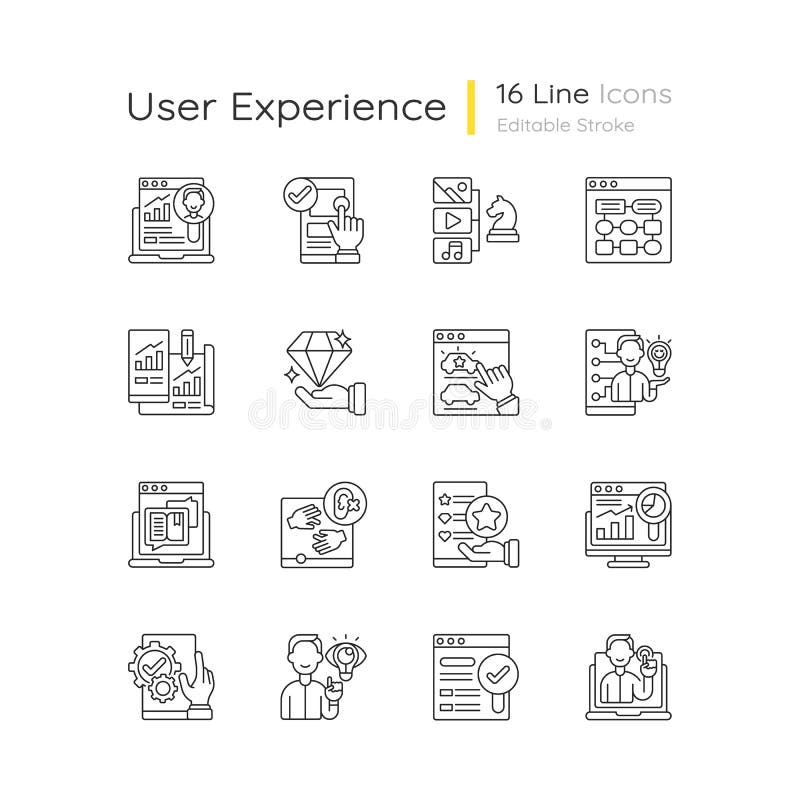 User Experience and Interface Design Principles Linear Big Icons Set ... User Experience and Interface Design Principles Linear Big Icons Set ...