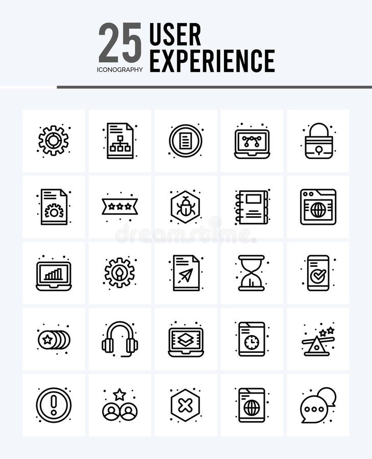 25 User Experience Outline Icons Pack Vector Illustration Stock Vector ...