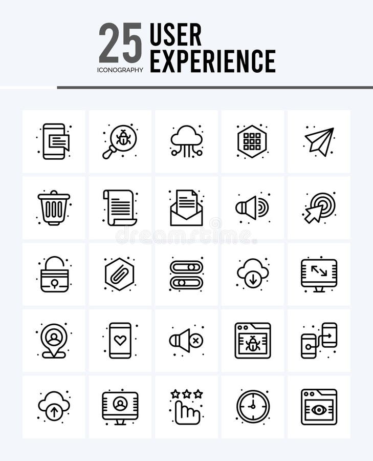 25 User Experience Outline Icons Pack Vector Illustration Stock Vector ...