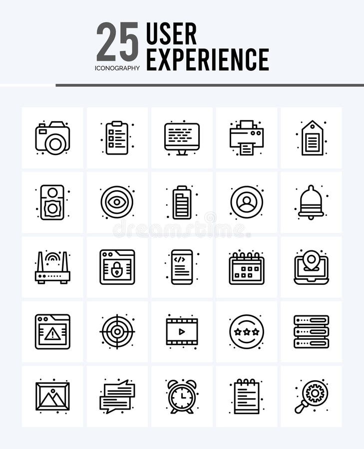 25 User Experience Outline Icons Pack Vector Illustration Stock Vector ...