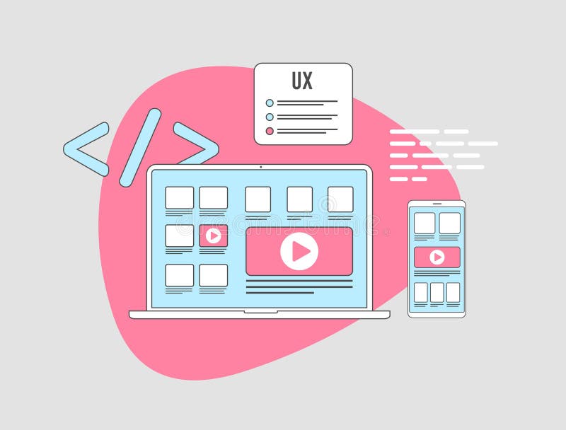 User Experience Ux Design Coding Concept Mobile And App Development Stock Vector Illustration