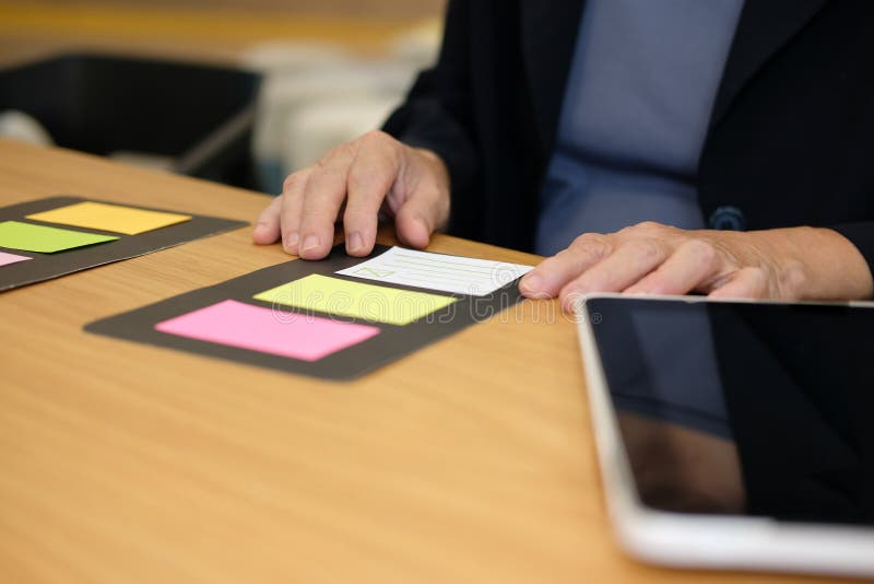 User Experience Workspace. UX Designer Desk with Tablet Layout. Stock ...