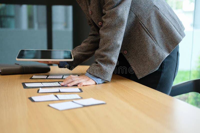 User Experience Workspace. UX Designer Desk with Tablet Layout. Stock ...