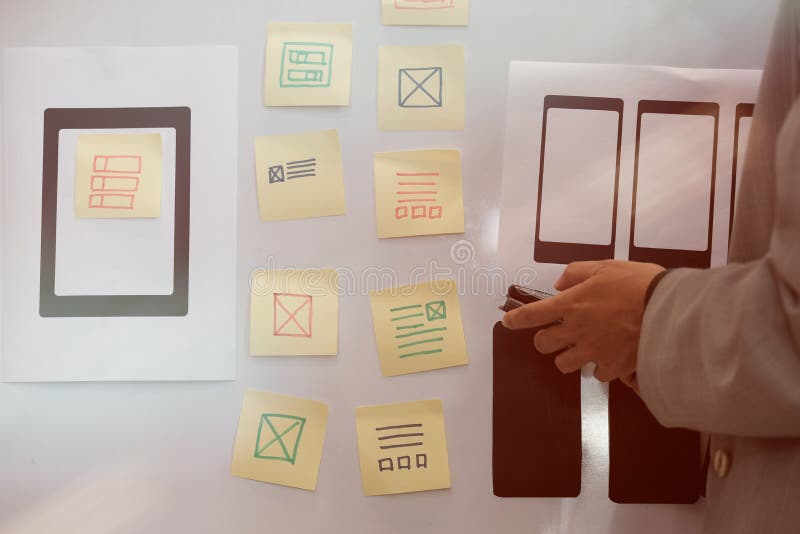 User Experience Workspace. UX Designer Desk with Tablet Layout. Stock ...