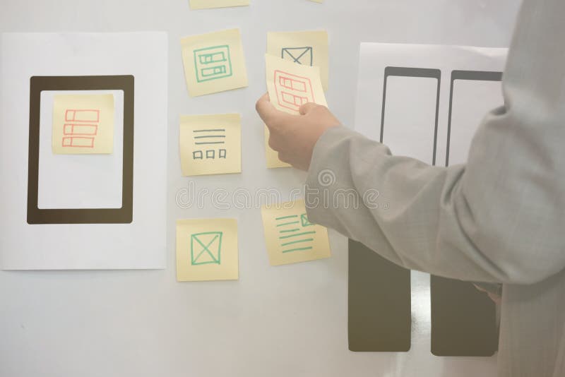 User Experience Workspace. UX Designer Desk with Tablet Layout. Stock ...