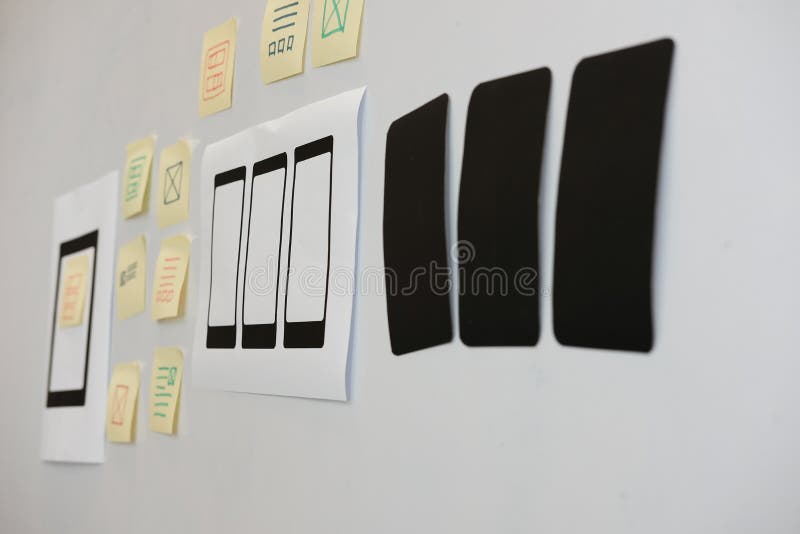 User Experience Workspace. UX Smart Phone Layout. UI Planning Mo Stock ...