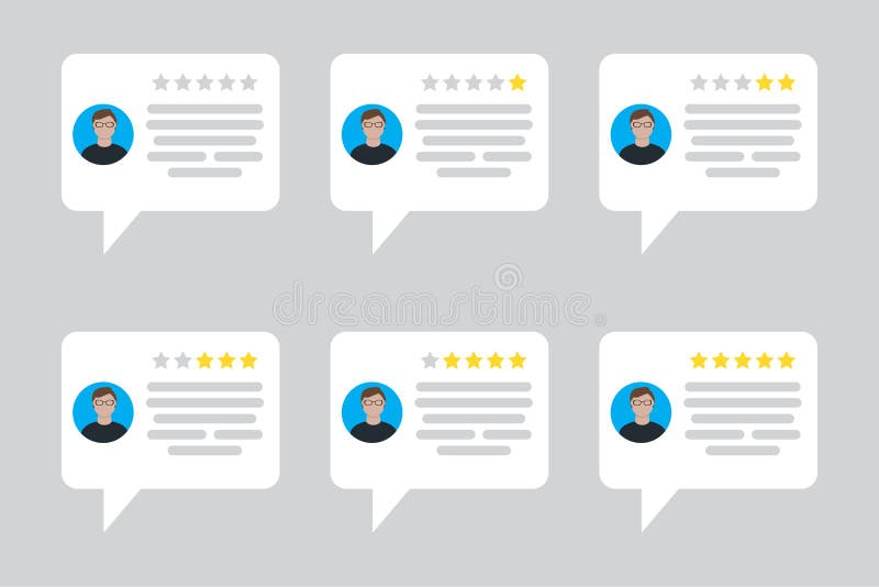 User Feedback. Customer Star Review Rating. Card with Message Person ...