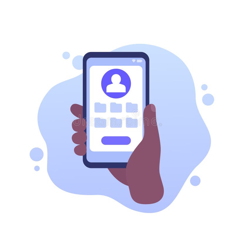 User Files Icon, Personal Data, Phone in Hand Stock Vector ...