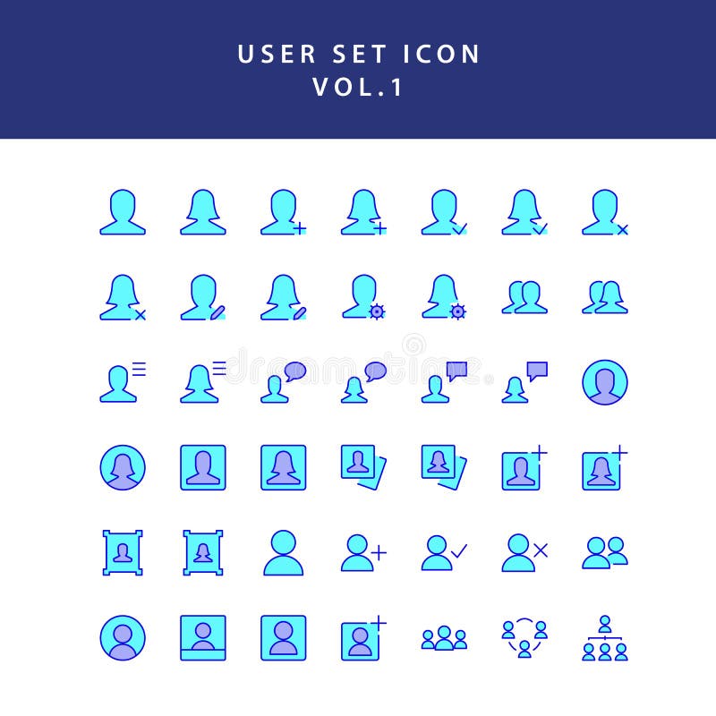 User Filled Outline Icon Set Vol1 Stock Vector - Illustration of blue ...
