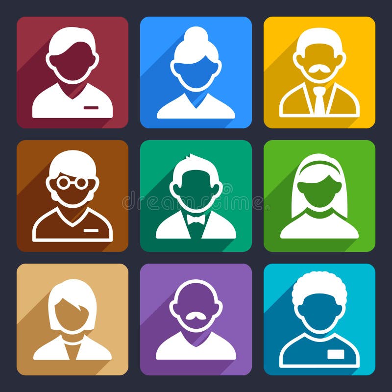 User icons set 1 stock vector. Illustration of hair, family - 34035449