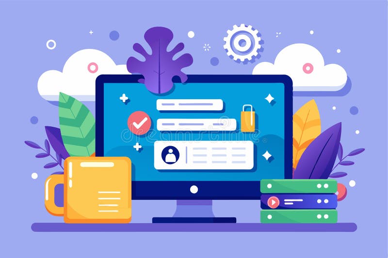 A User-friendly Computer Login Interface Featuring Vibrant Decorations ...