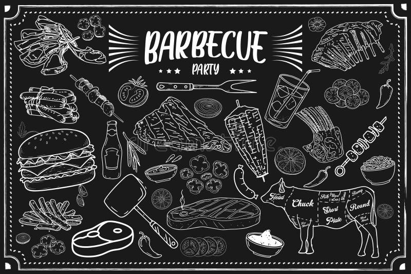 A User-friendly Menu Presented on a Chalkboard. Meat Products and a ...